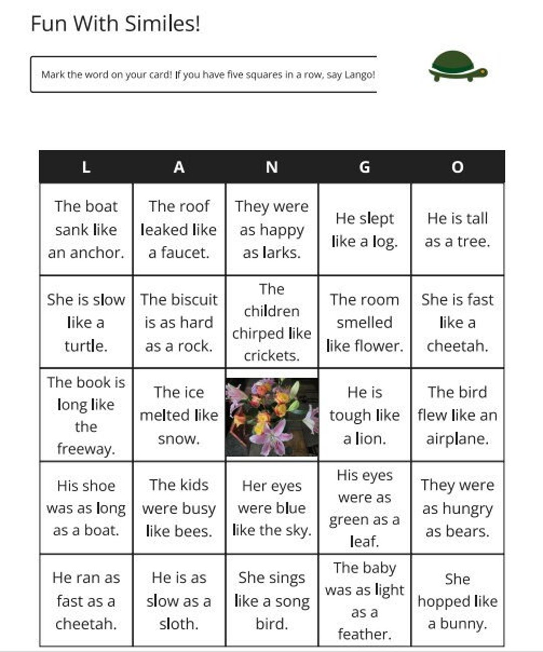 Educational Games: Fun With Similes - Etsy