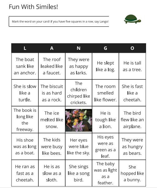 Educational Games: Fun With Similes - Etsy