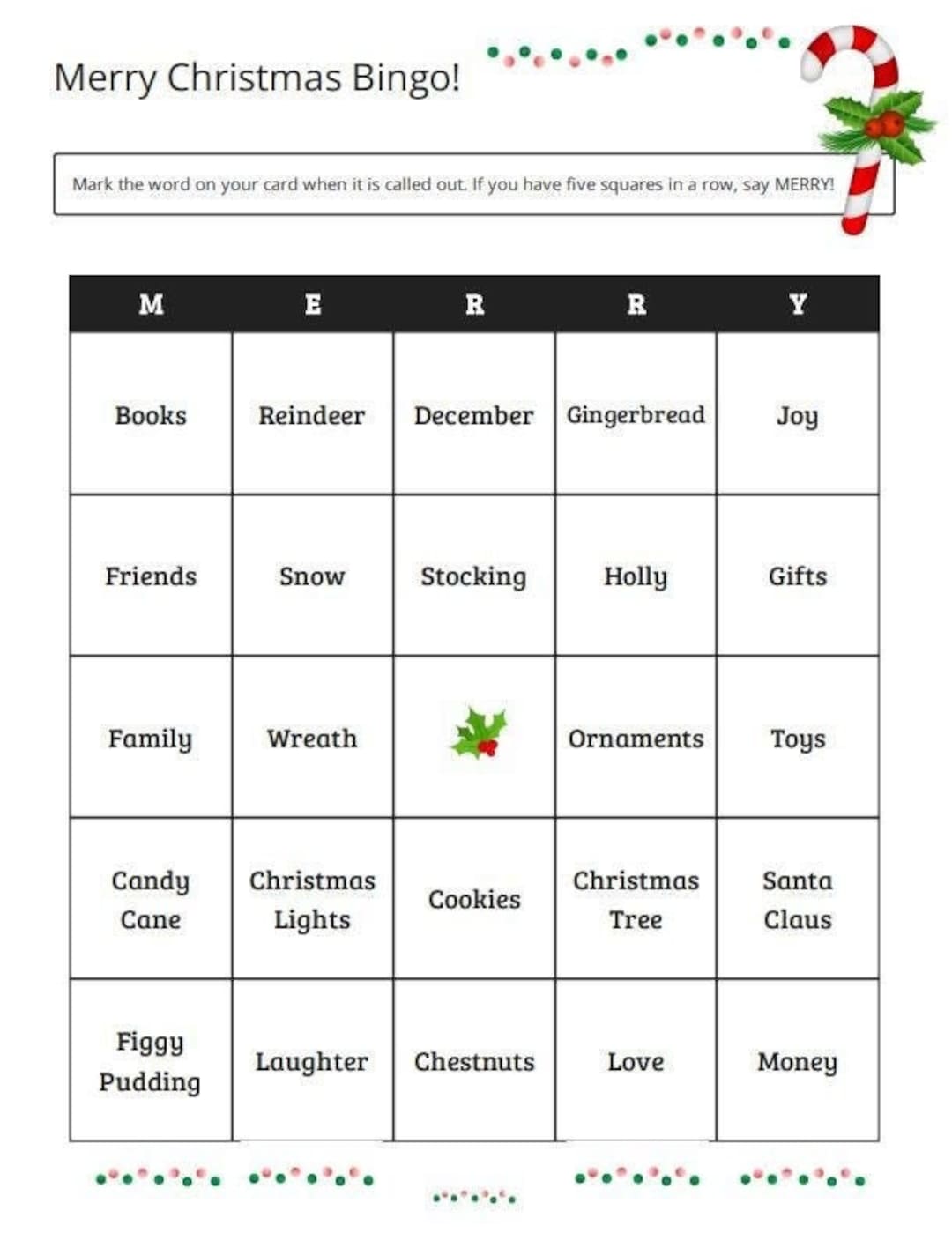 Merry Christmas Bingo! Fun for Families, Classrooms & Parties! - Etsy