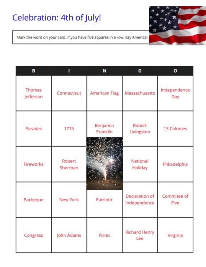 Fourth of July Bingo! - Etsy
