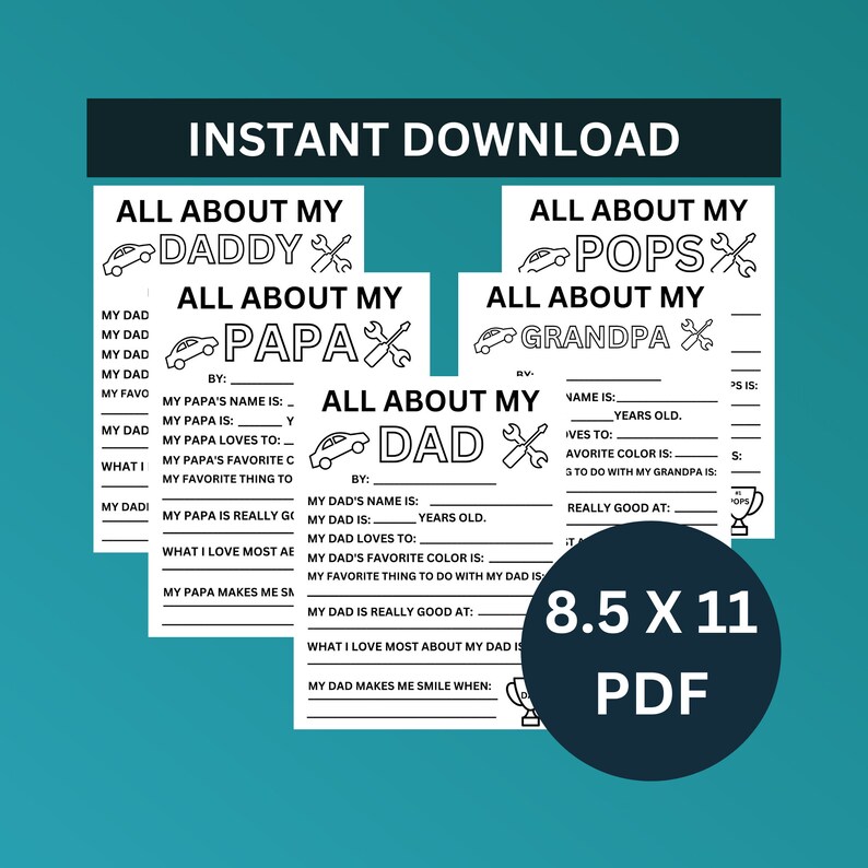 Father’s Day All About My Dad Printable Fill in the Blank Activity ...