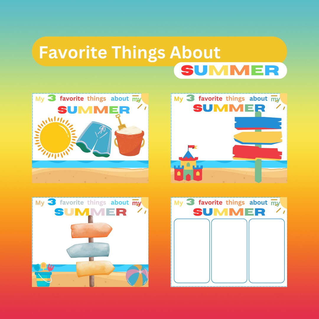 Favorite Things About Summer Activity Sheets for Kids Summer Fun ...
