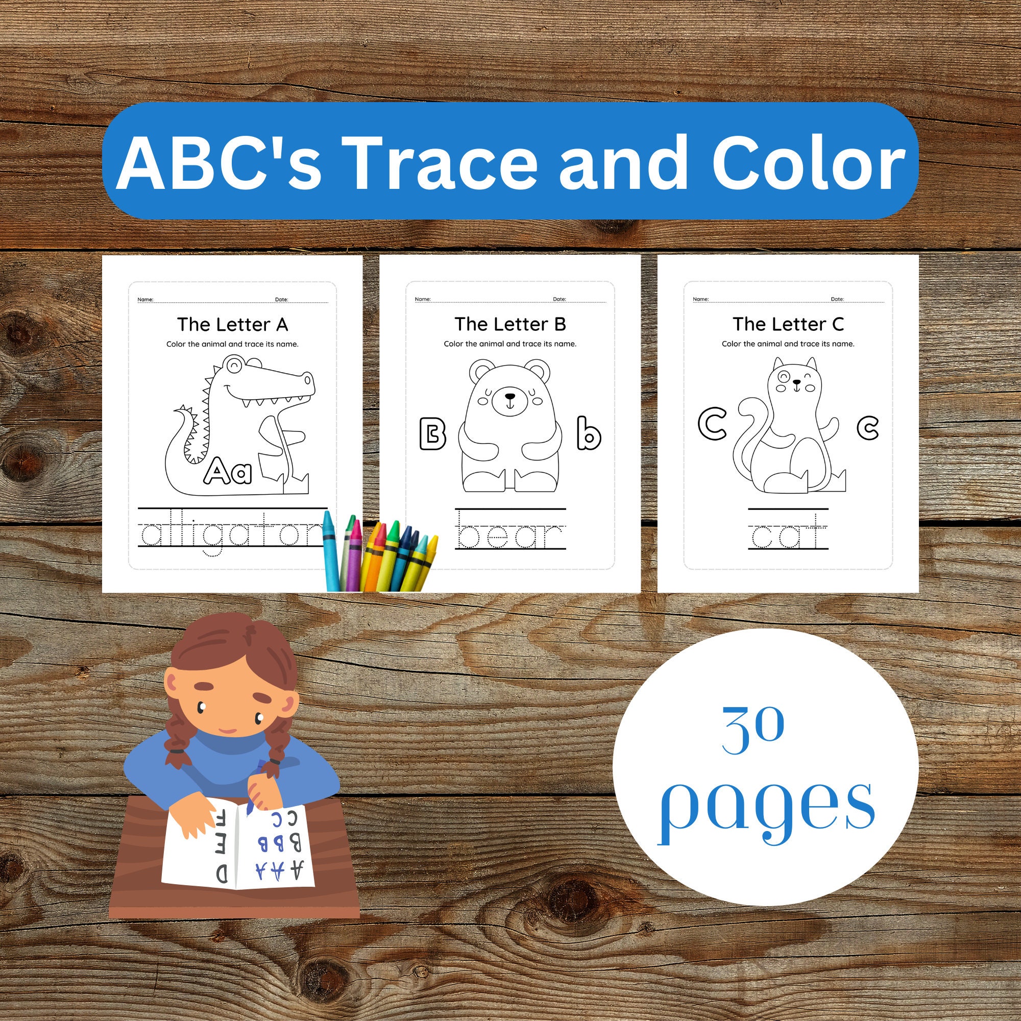 Abc's Tracing and Coloring Pages for Kids - Etsy