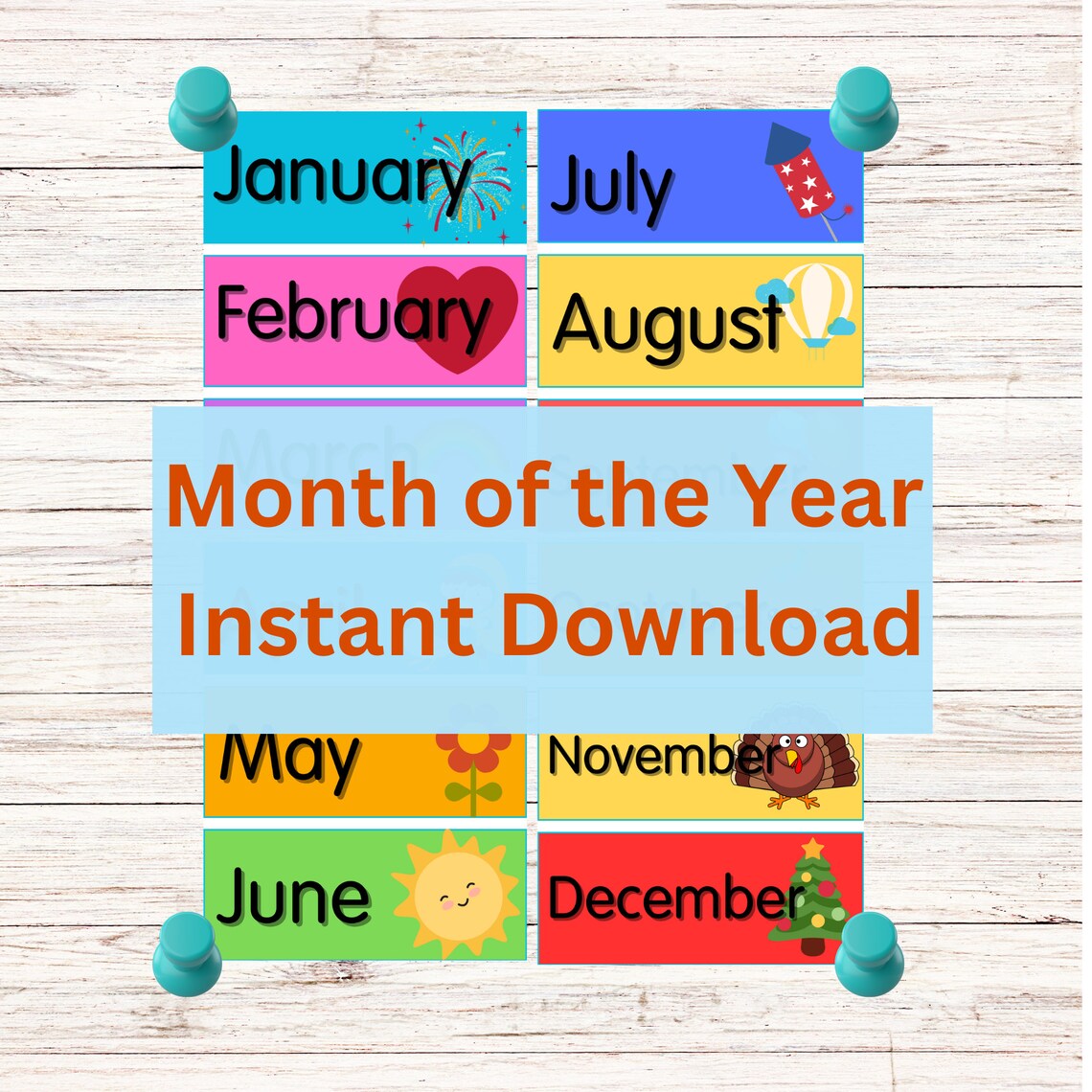 Months of the Year Cards for Kids | Printable Monthly Learning Cards ...
