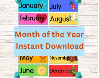 Months of the Year Cards for Kids Printable Monthly Cards for Learning ...