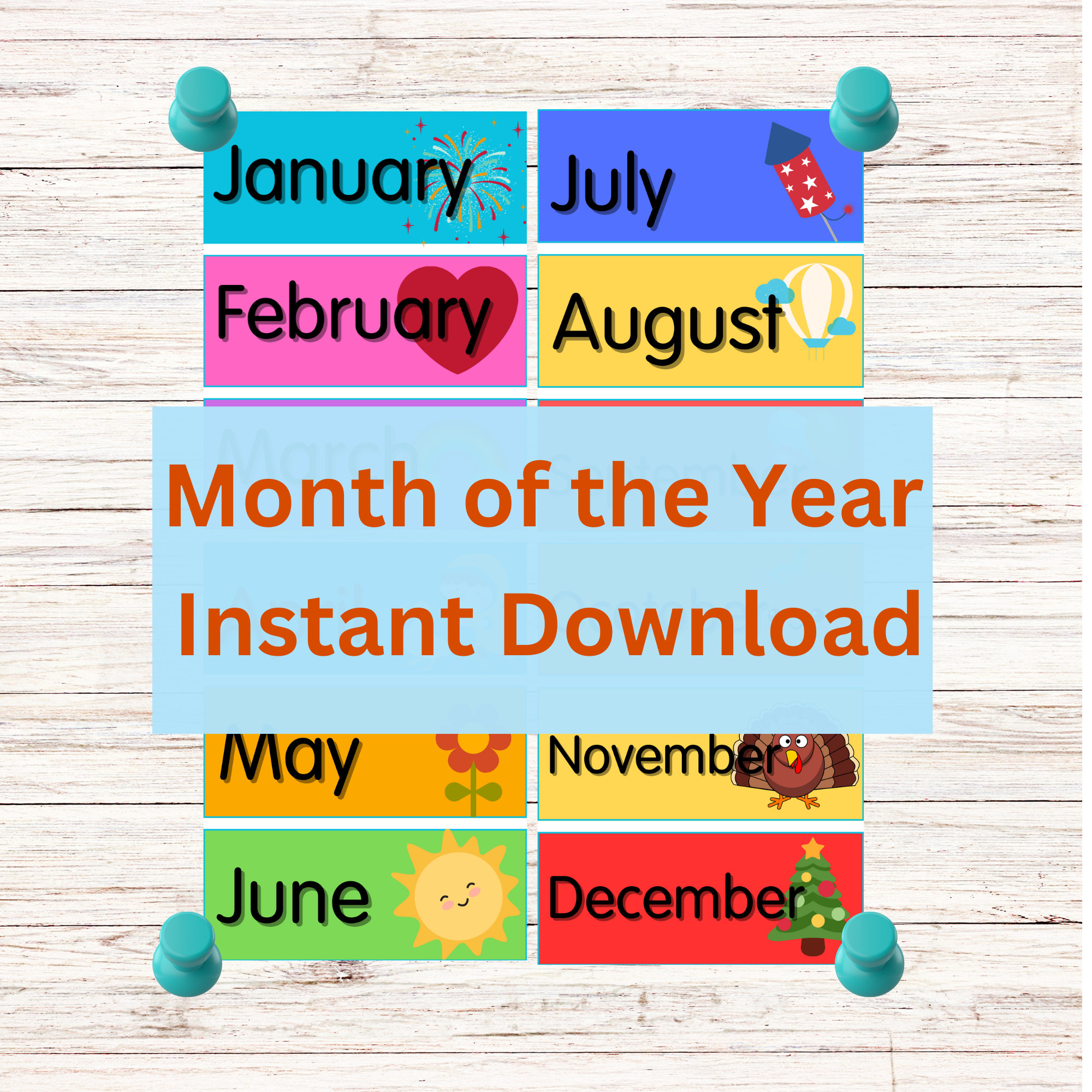 Months of the Year Cards for Kids | Printable Monthly Learning Cards ...