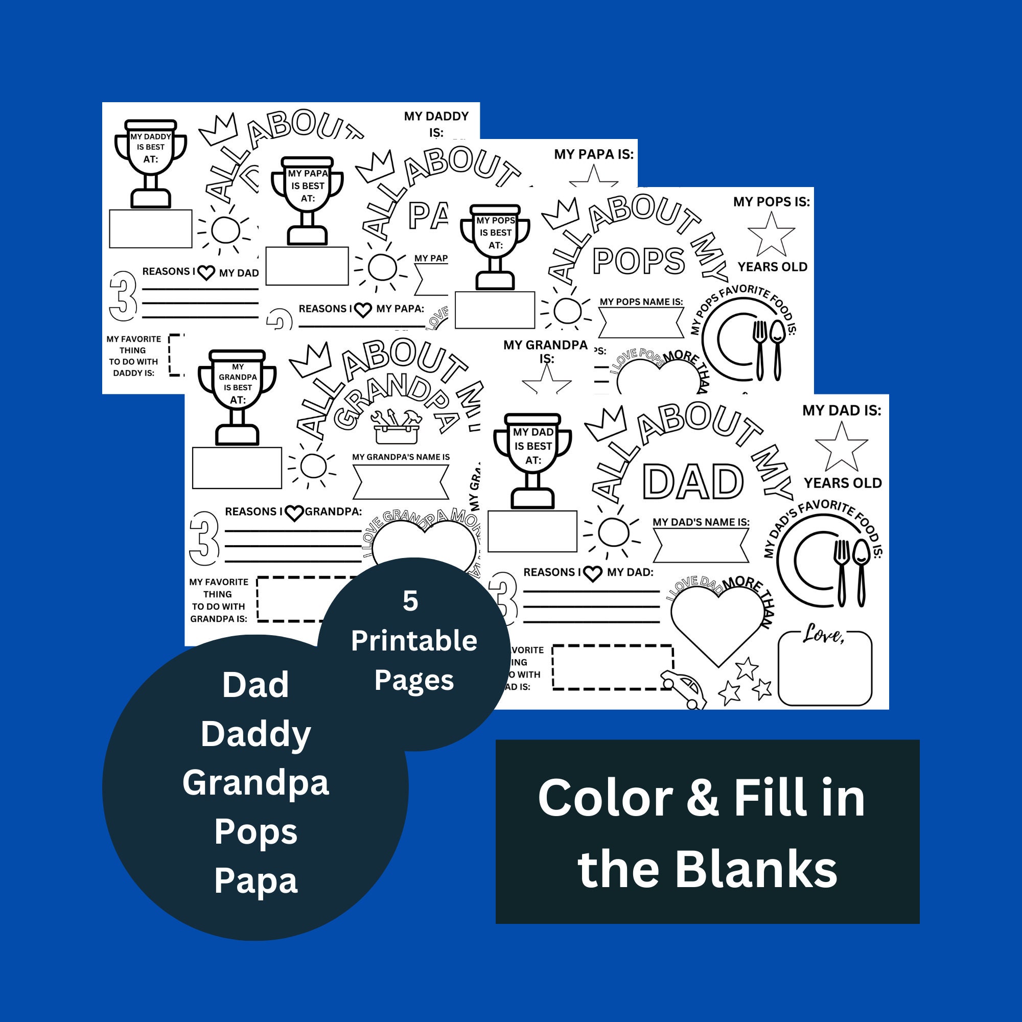 Father’s Day All About My Dad Printable Coloring Pages, Color Page and ...