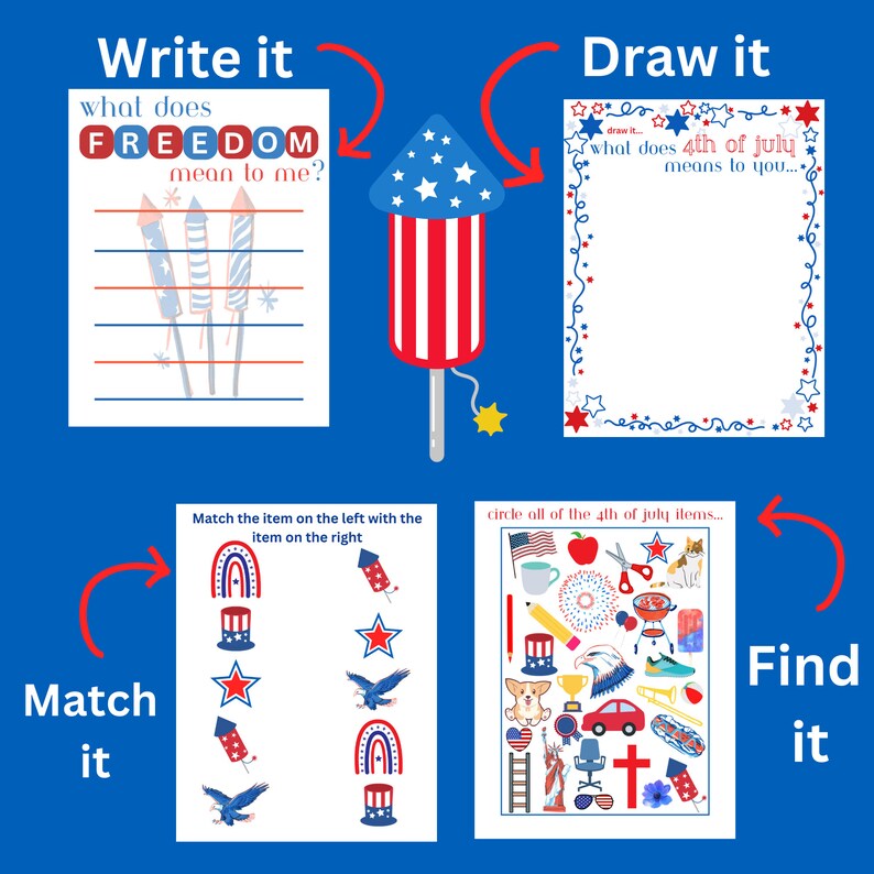 Fourth of Julu Activity Pages for Kids, Independence Day Activity ...