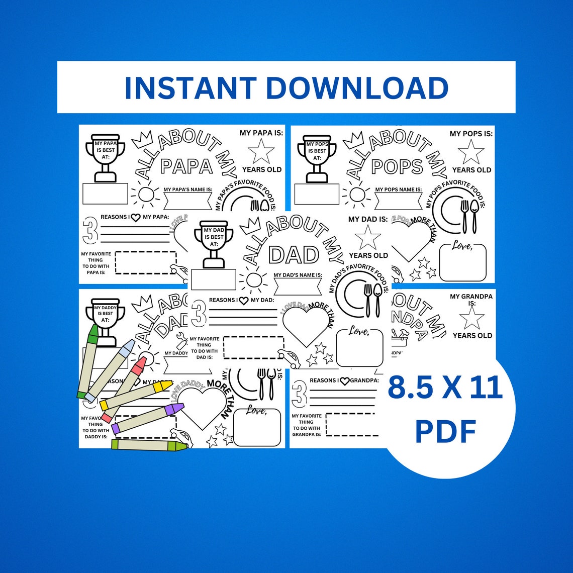 Father’s Day All About My Dad Printable Coloring Pages, Color Page and ...