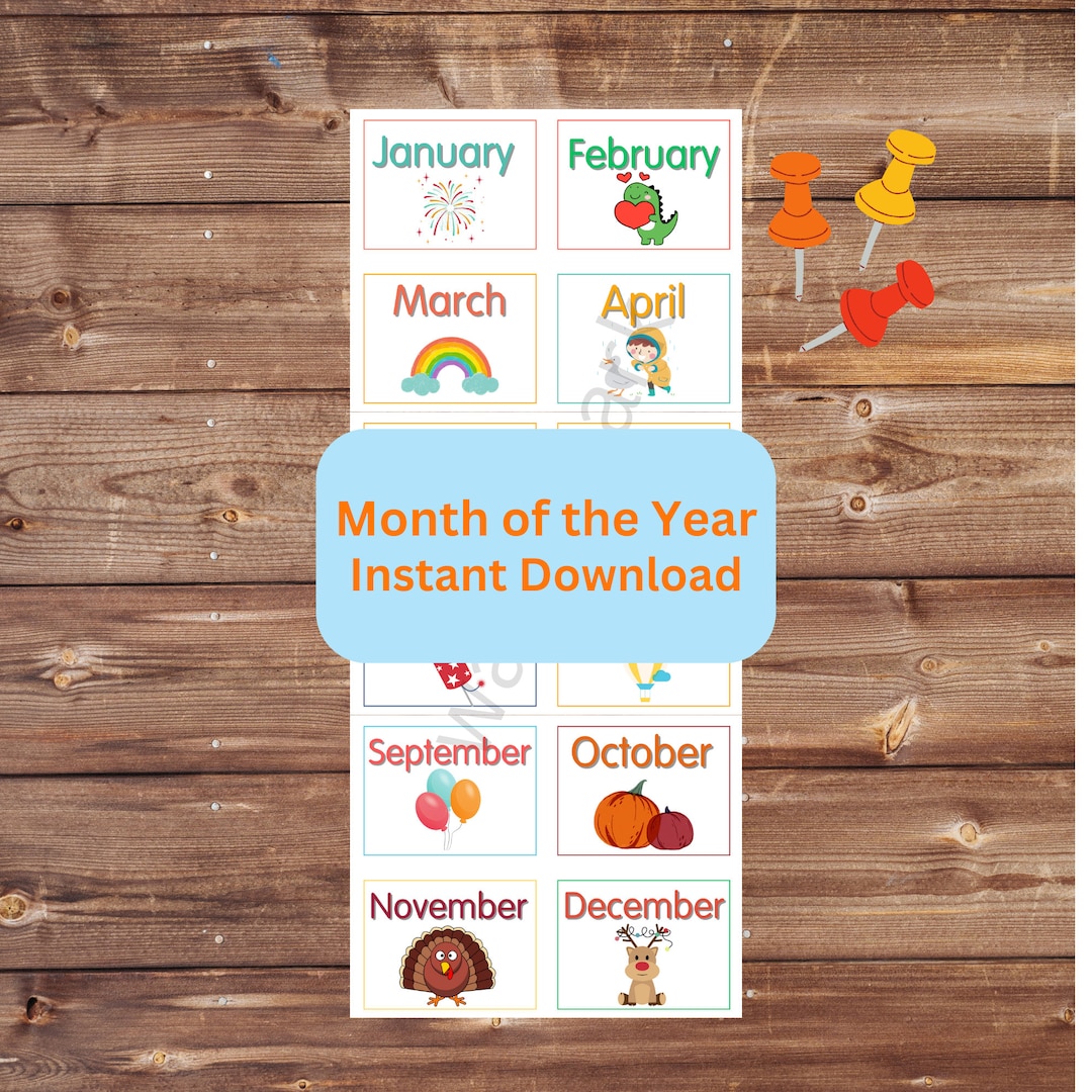 Months of the Year Cards for Kids Printable Monthly Cards for Learning ...