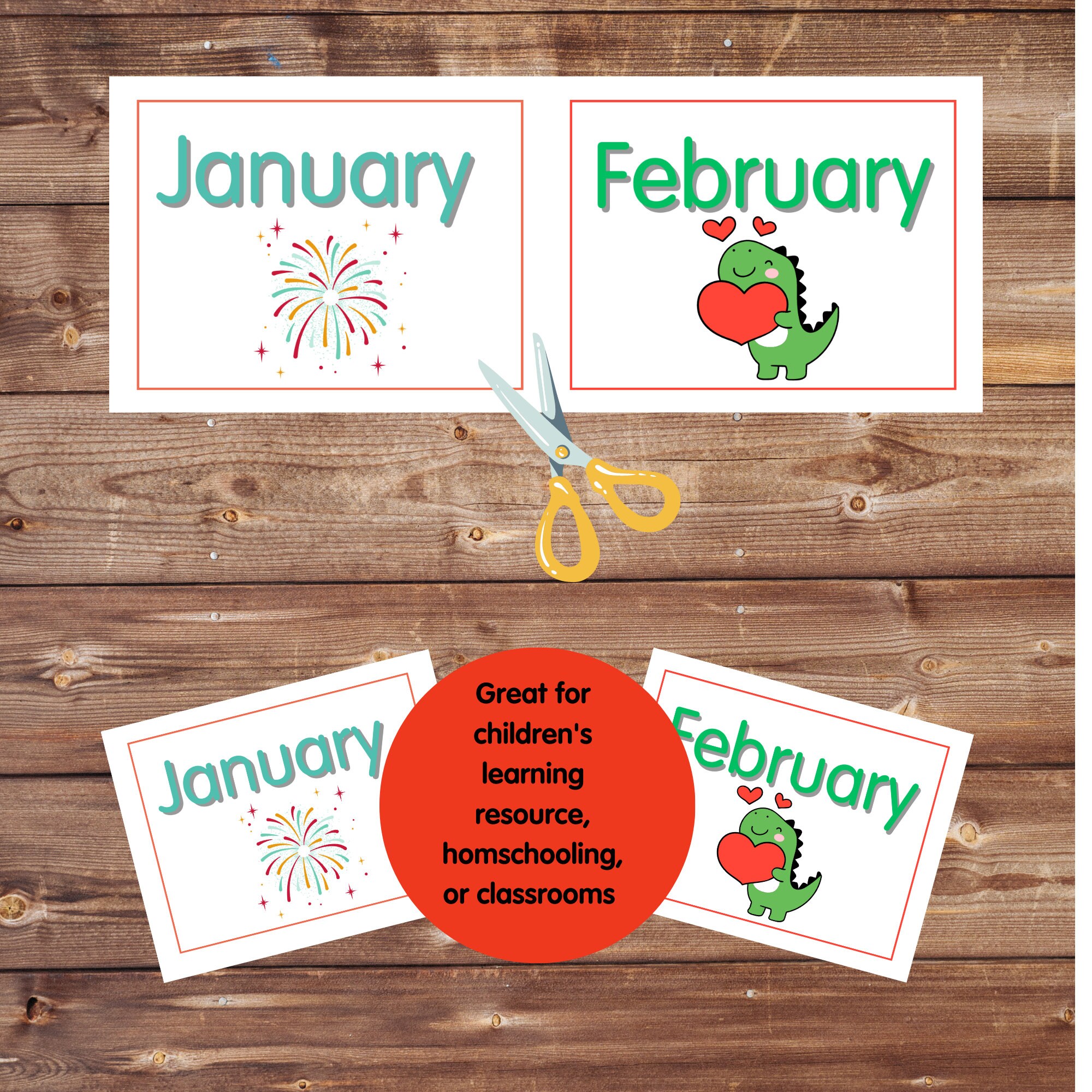 Months of the Year Cards for Kids Printable Monthly Cards for Learning ...