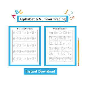 Alphabet and Numbers Tracing Worksheet for Kids. A to Z Letter Tracing ...