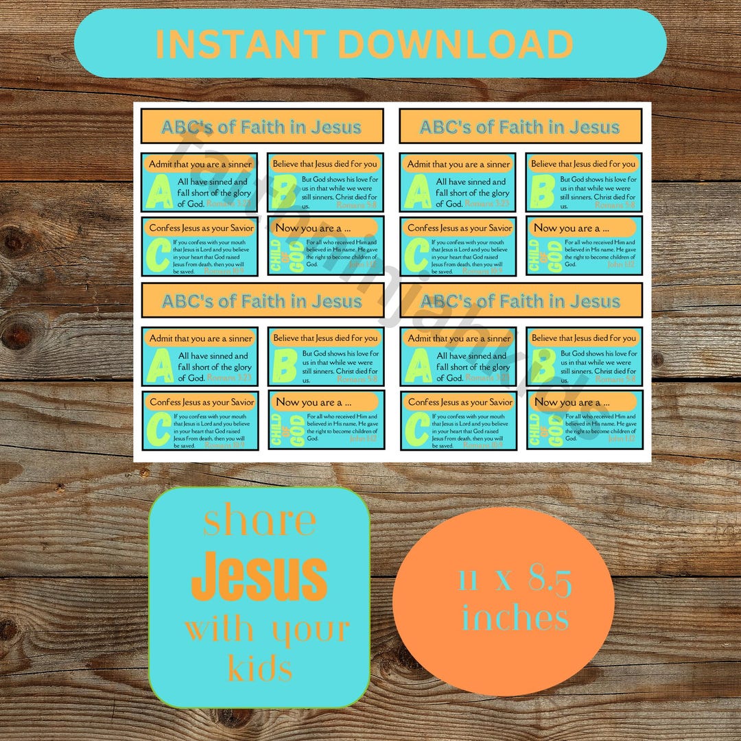 Abc’s of Salvation Printable for Kids | Christian Teaching Tool | Faith ...