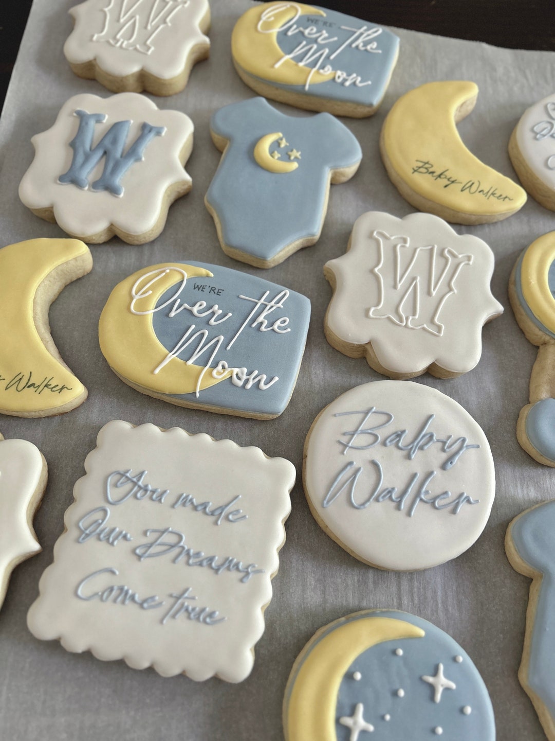 Over the Moon Baby Shower Cookies 1 Dozen - Etsy