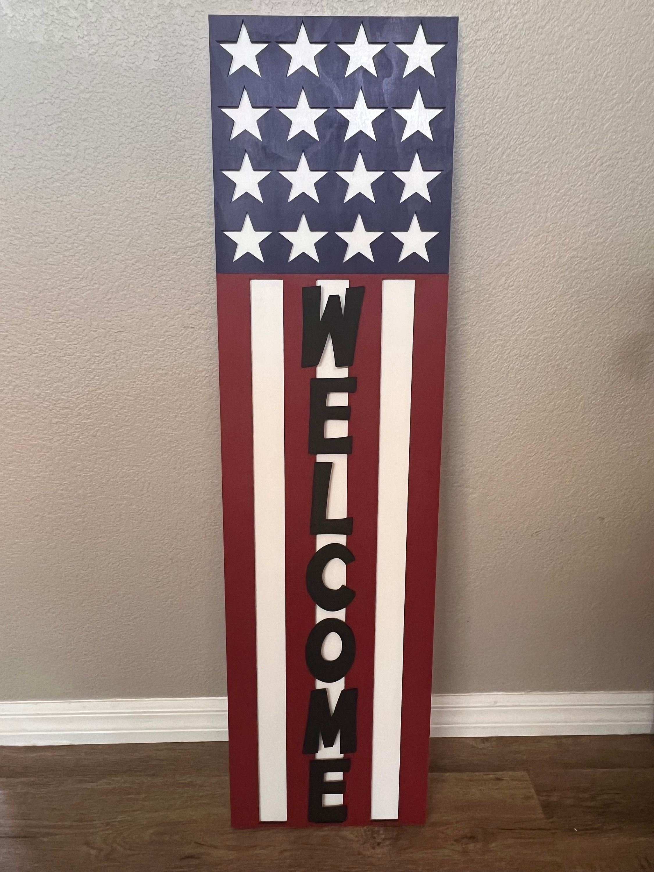 Patriotic Welcome Porch Sign - Etsy
