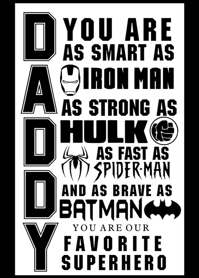 Father's Day Daddy Superhero for Dad Tshirt Png Jpg Sublimation Digital ...
