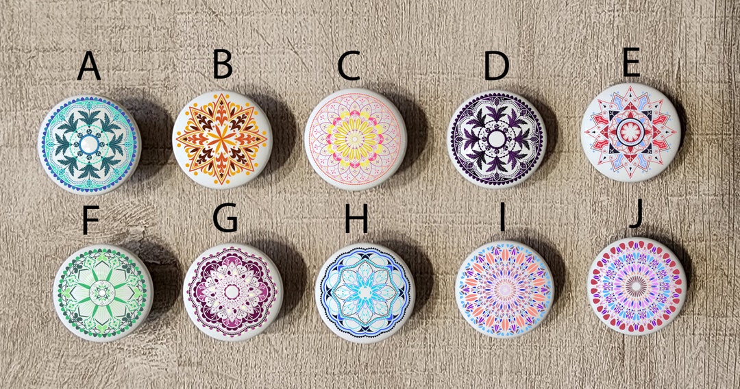 Mandala Designs Dresser & Cabinet Knob / Custom Ceramic Mandala Style Cabinet Knob / Vintage ...