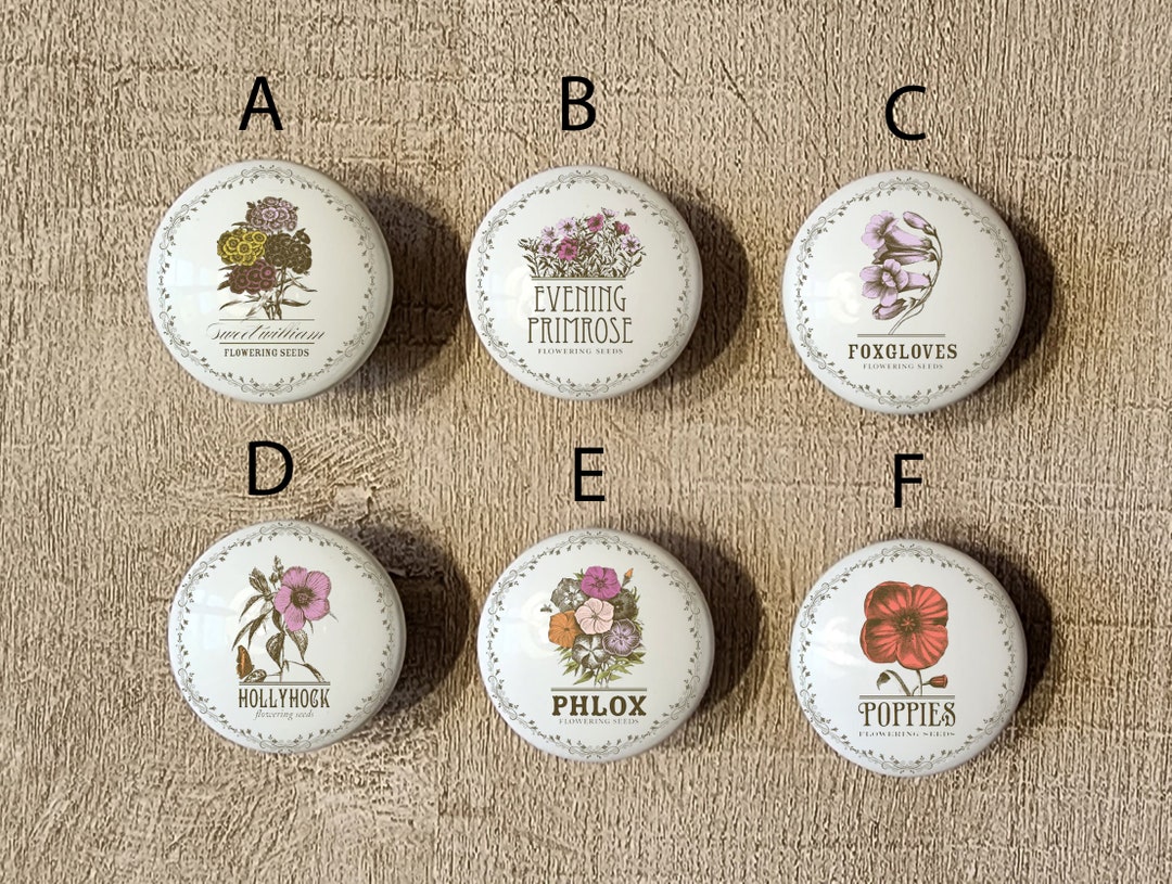Vintage Floral Dresser Knobs / Custom Ceramic Floral Cabinet Knob ...
