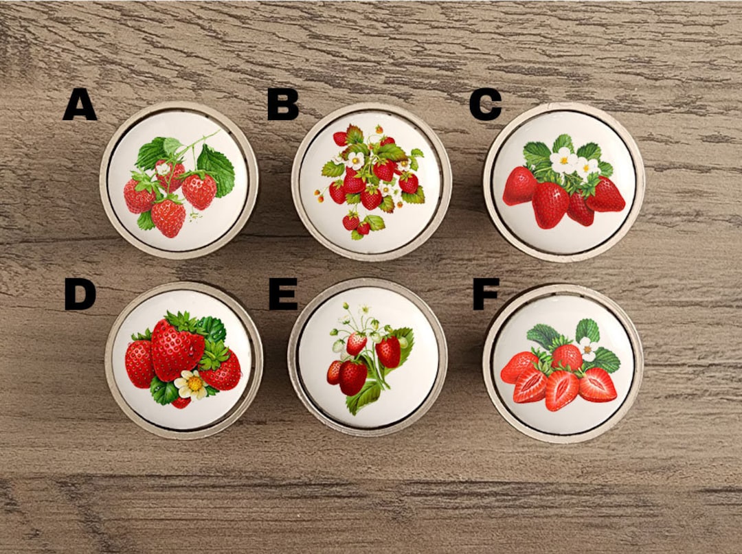 Beautiful Strawberry Ceramic and Metal Knobs - Unique, Handcrafted ...