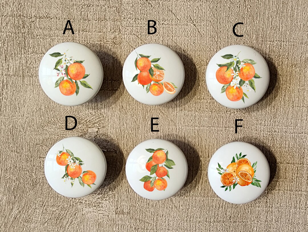 Orange Fruit Themed Ceramic Knobs 1 1/4" – Perfect for Kitchen and ...