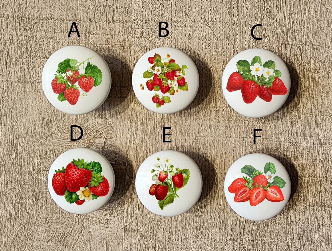 Strawberry Kitchen Knobs / Custom Kitchen Knobs / Cute Cabinet Knobs/ Custom Strawberry Cabinet ...