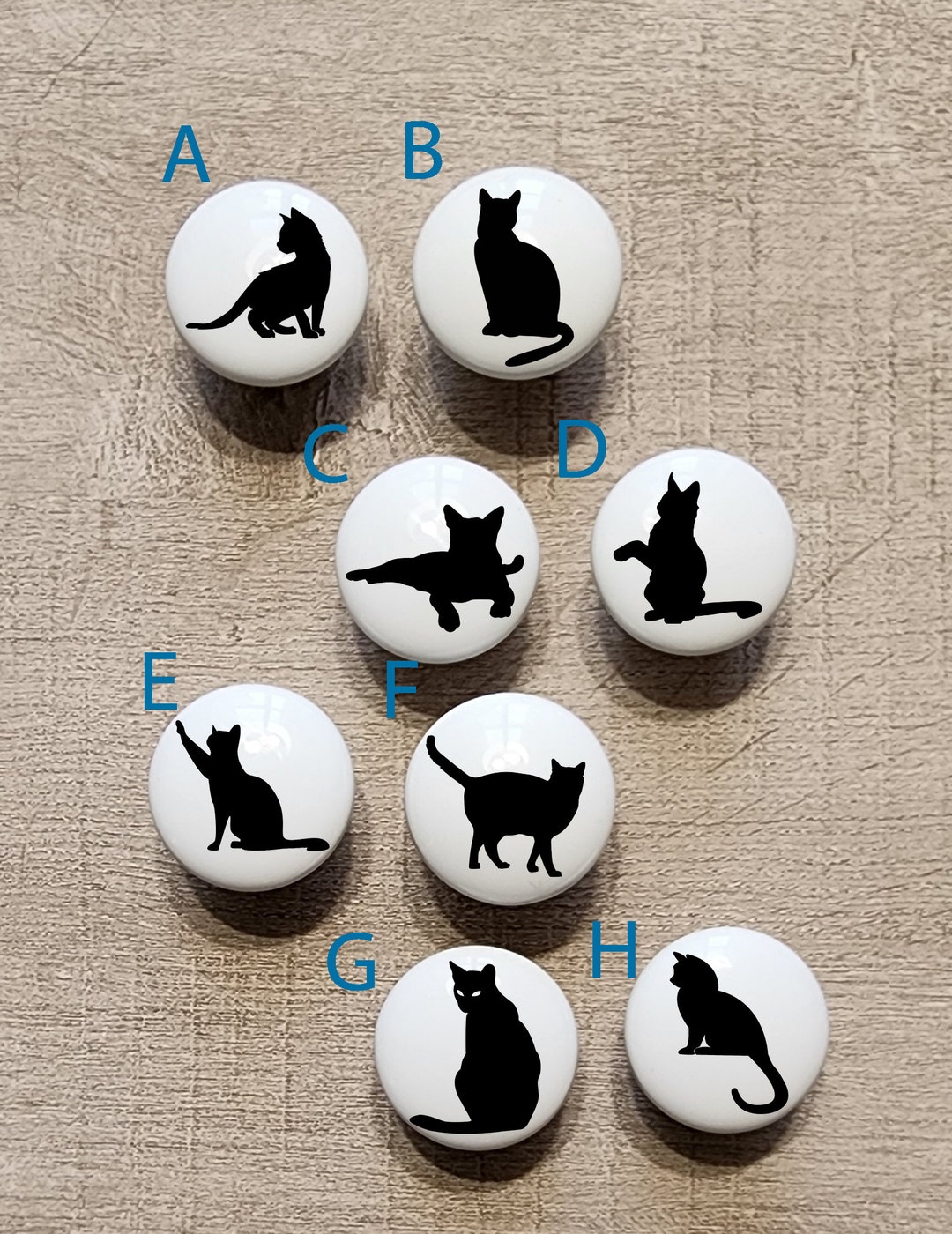 Silhouette Cat Ceramic Knobs / Bedroom Dresser Knobs / Nursery Knobs Pulls /silhouette Cat ...