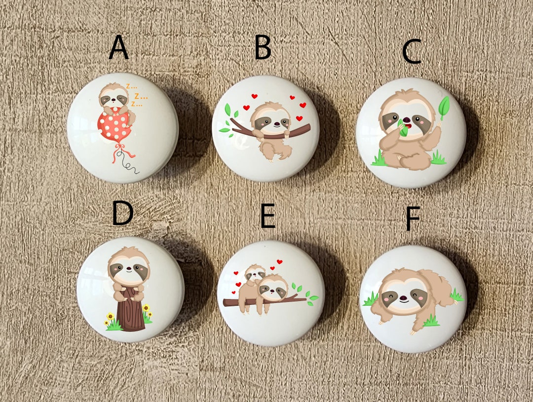 Cute Sloth Nursery Knobs / Custom Kitchen Knobs / Cute Cabinet Knobs / Sloth Dresser Knobs ...