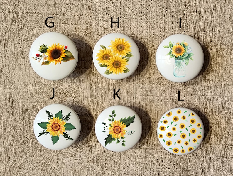 Sunflower Kitchen Knobs / Custom Kitchen Knobs / Cute Cabinet Knobs/ Custom Sunflowers Cabinet ...