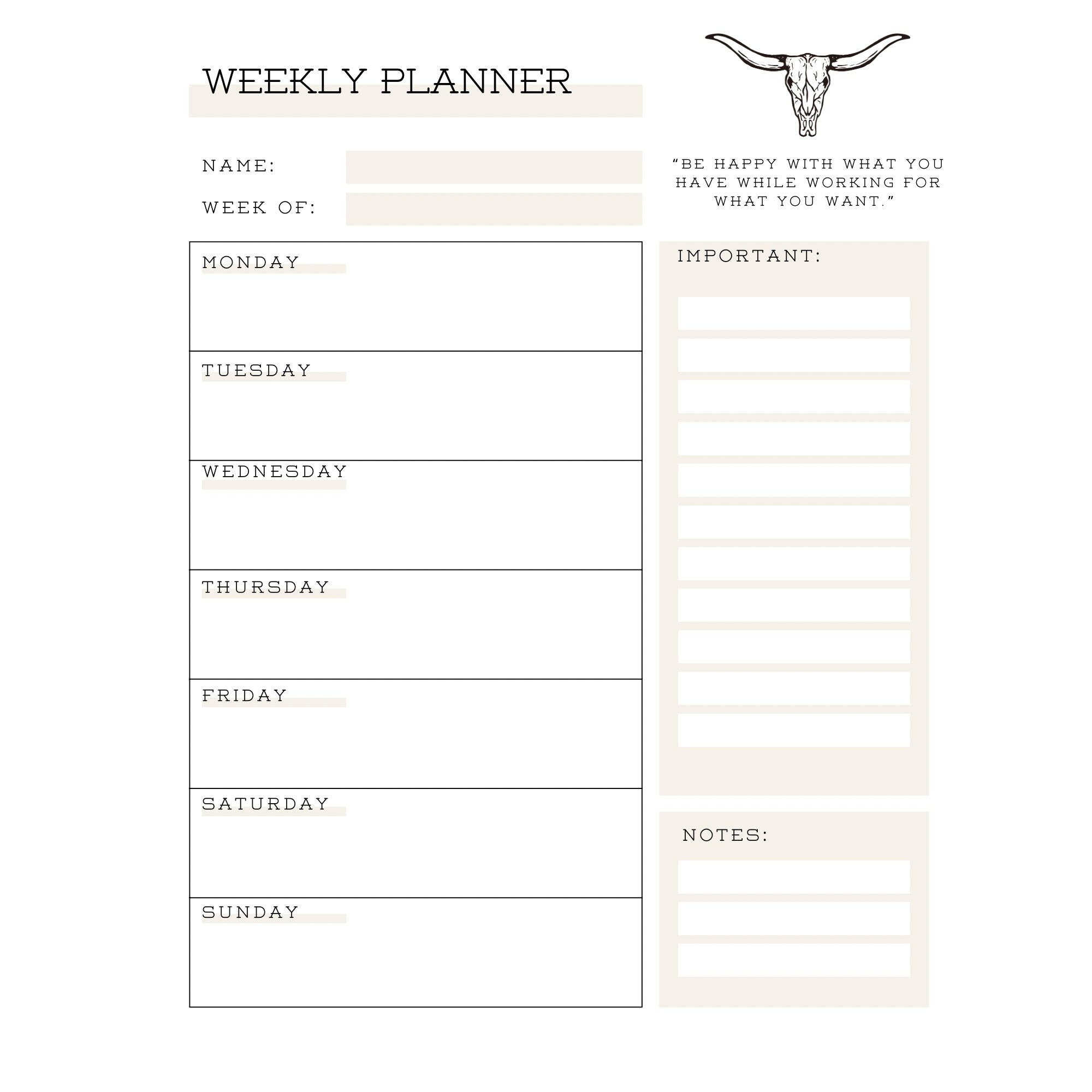 Western Themed Daily Planner - Etsy
