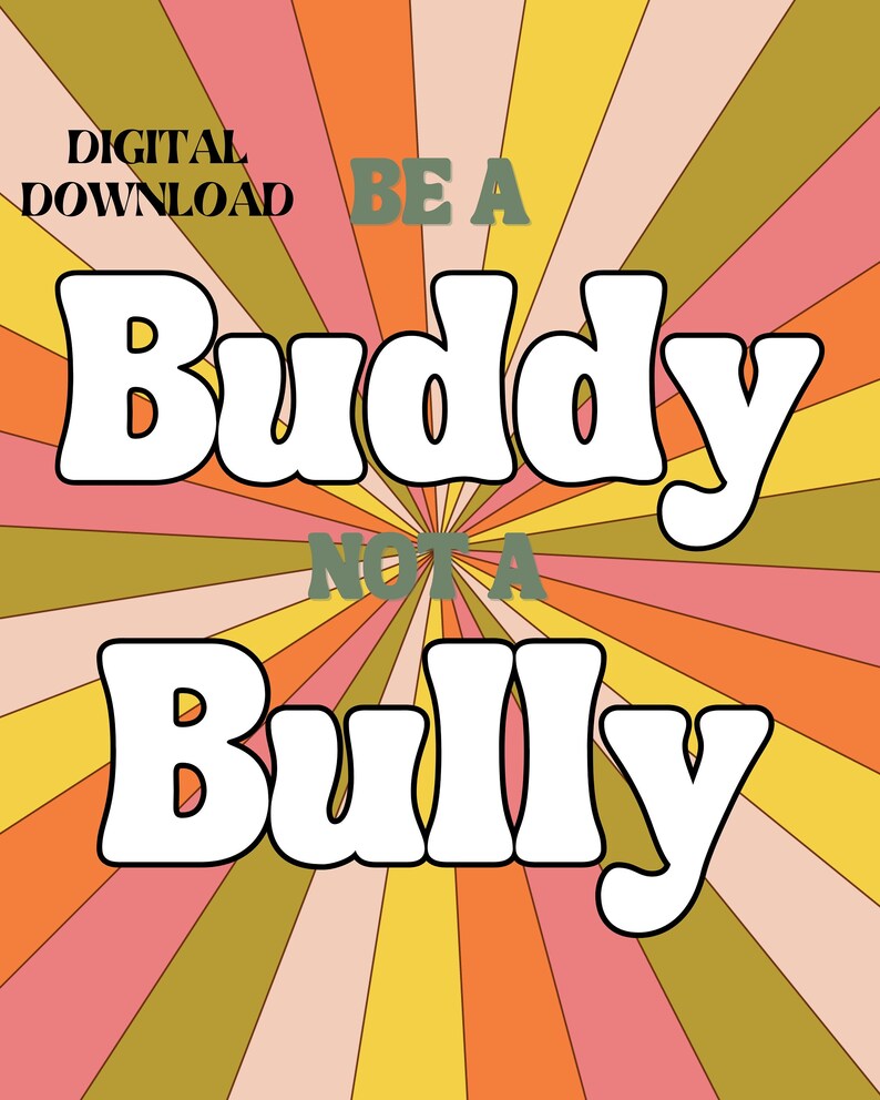 Classroom Art Retro Anti Bully Poster Digital Print - Etsy