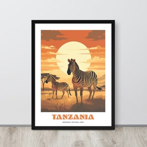 Serengeti National Park Vintage Travel Poster, Tanzania Africa Gift ...