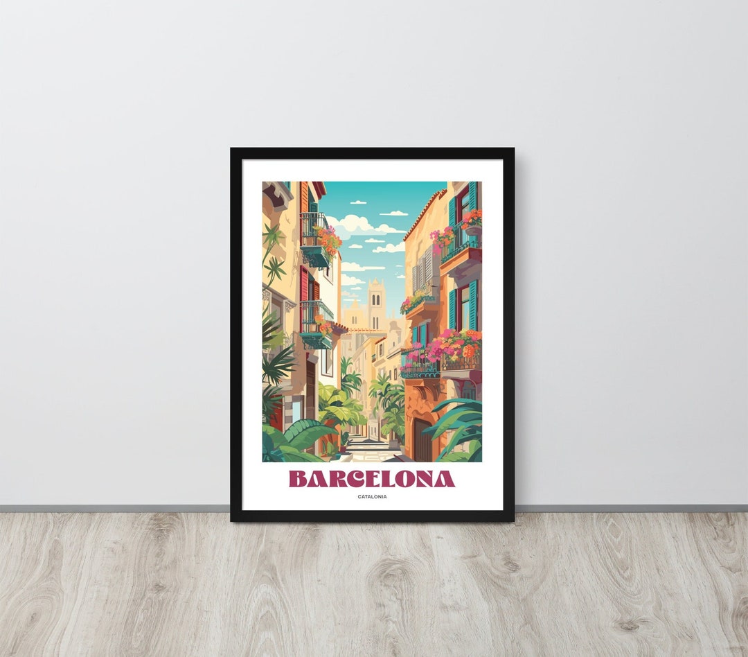 Barcelona Vintage Travel Poster, Stunning Spanish Gift Idea, Catalonia ...