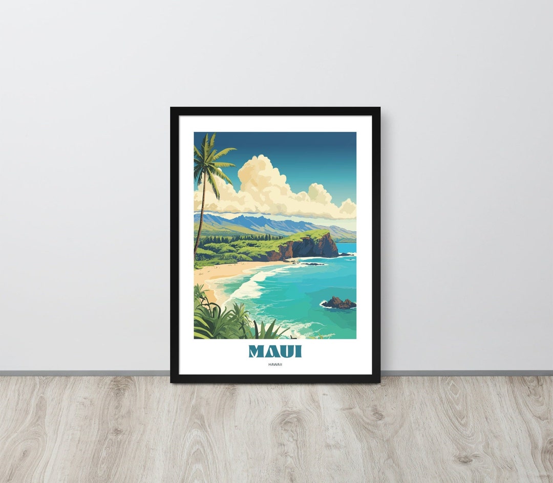 Maui Travel Poster, Hawaii Gift Idea, Picturesque Hawaii Wall Art Print ...