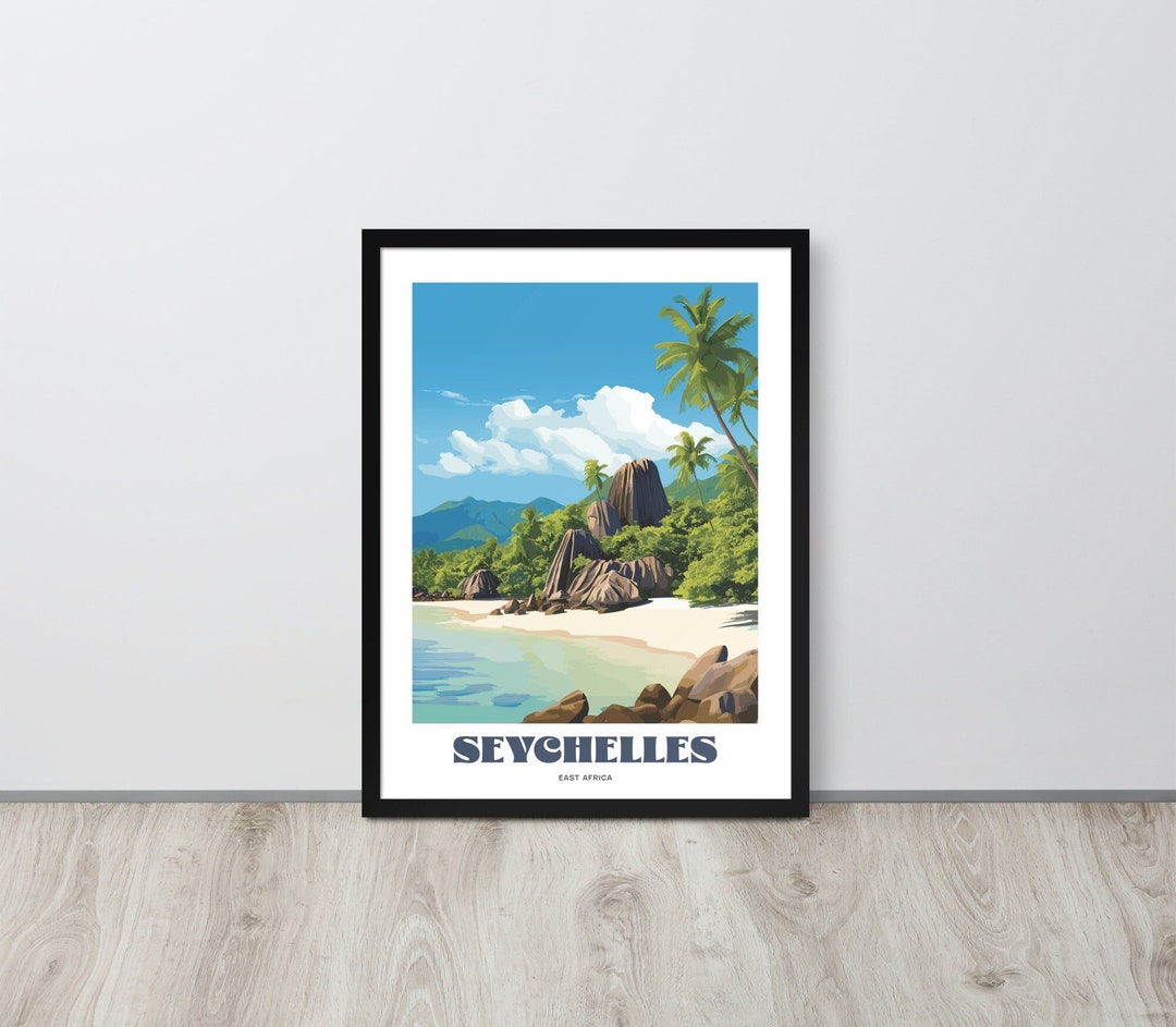 Seychelles Travel Poster, East Africa Gift Idea, Picturesque Seychelles ...