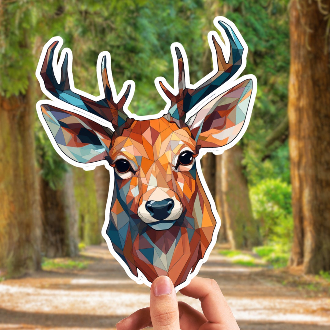Geometric Buck Sticker, Cool Deer Decal, Modern Buck Hunting Decal ...