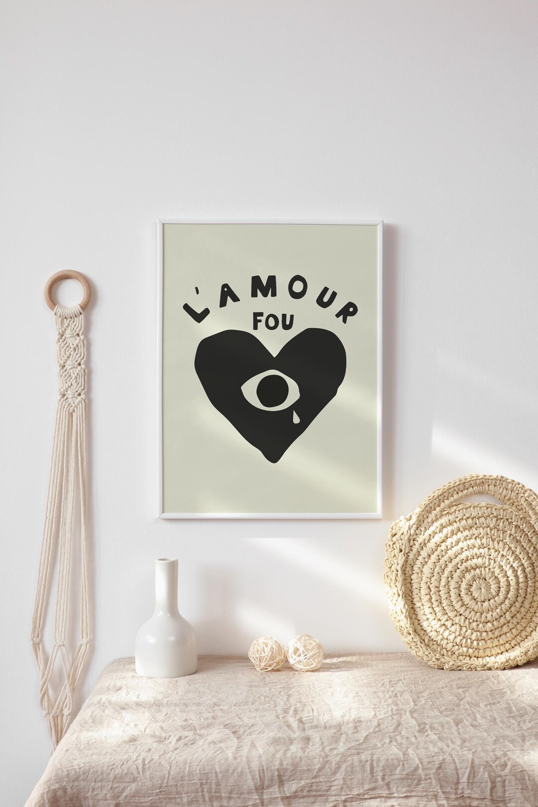 Abstract Heart Digital Art Print, L'amour Fou, Minimalistic Wall Art ...