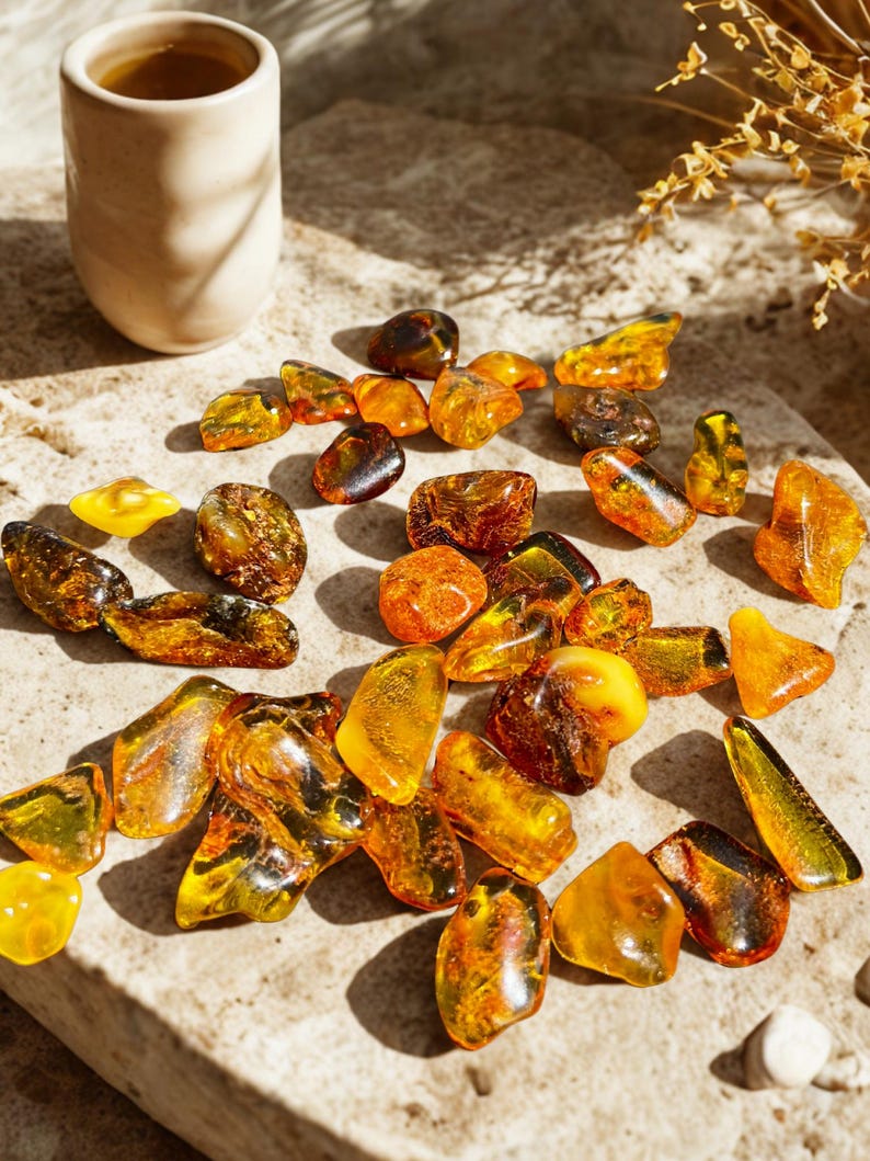 Baltic Sea Region Amber Tumbled Stones – Natural Fossil Resin, Pocket ...