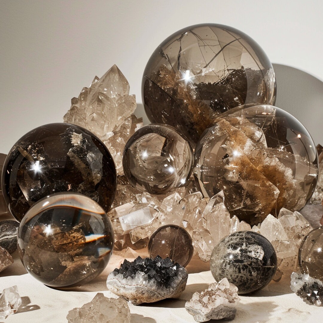 Large Smoky Quartz Polished Spheres. Ground Your Space! Balance ...