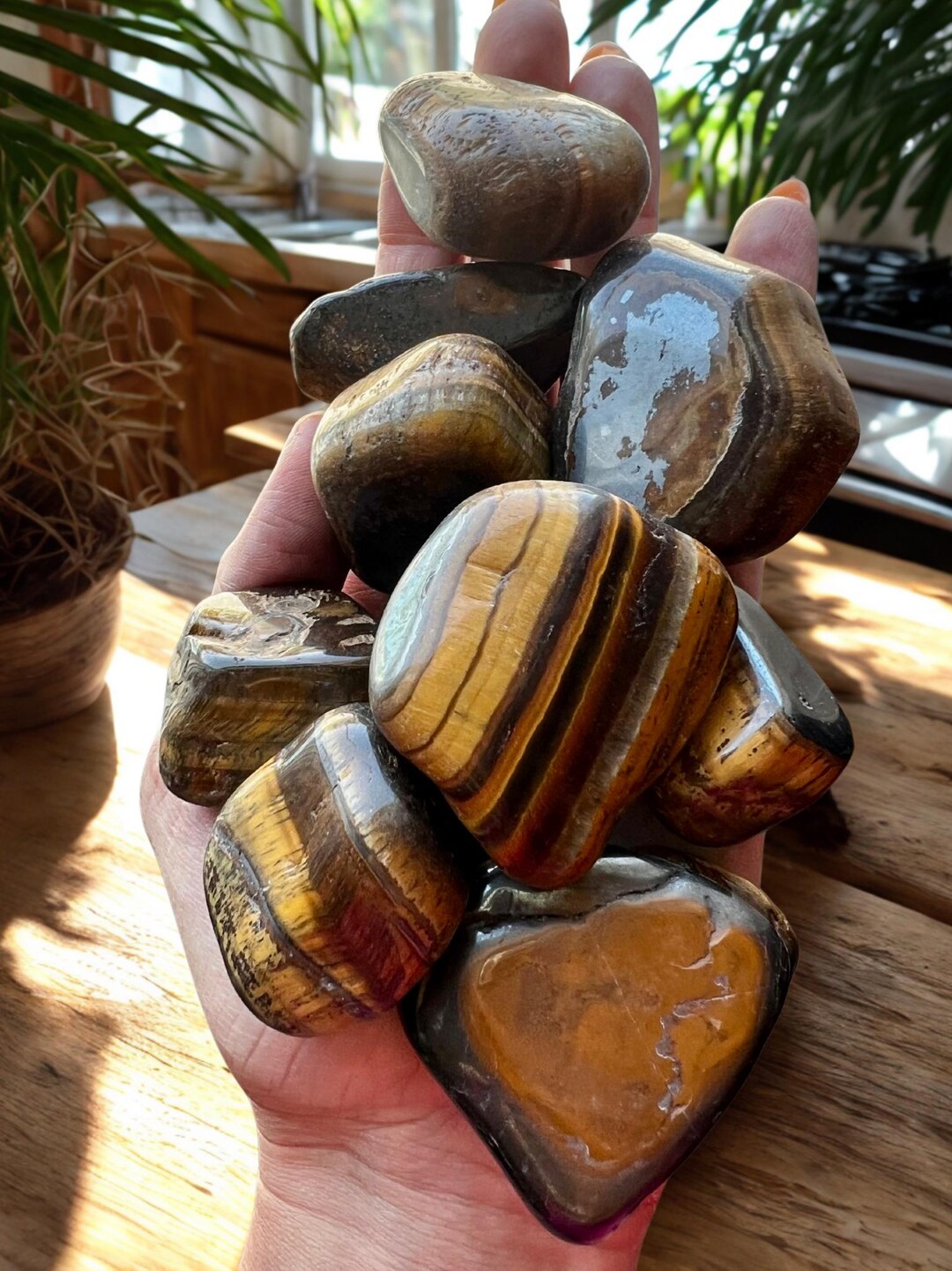 Gold Tiger Eye Tumbled Stones for Confidence, Grounding & Focus ...