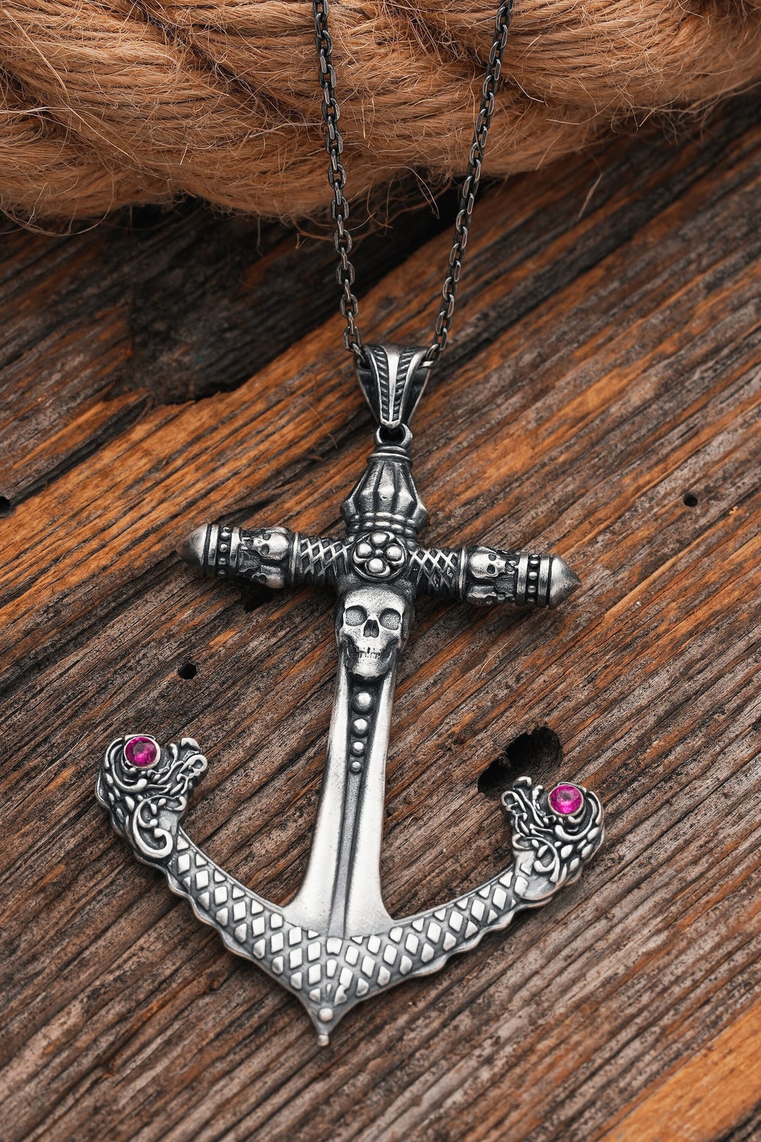 Silver Anchor Necklace, Silver Chain for Men , Anchor Jewelry, Anchor ...