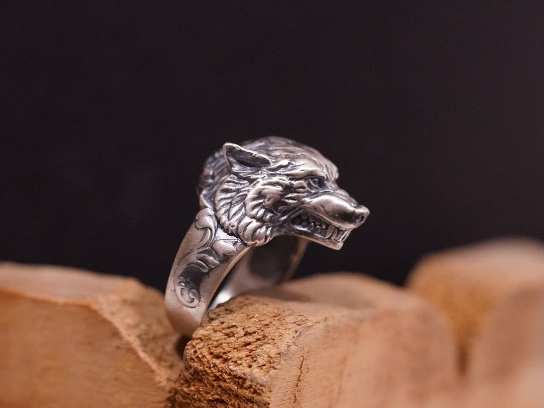 Signet Wolf Fenrir Ring for Men in Sterling Ring, Scandinavian Viking ...