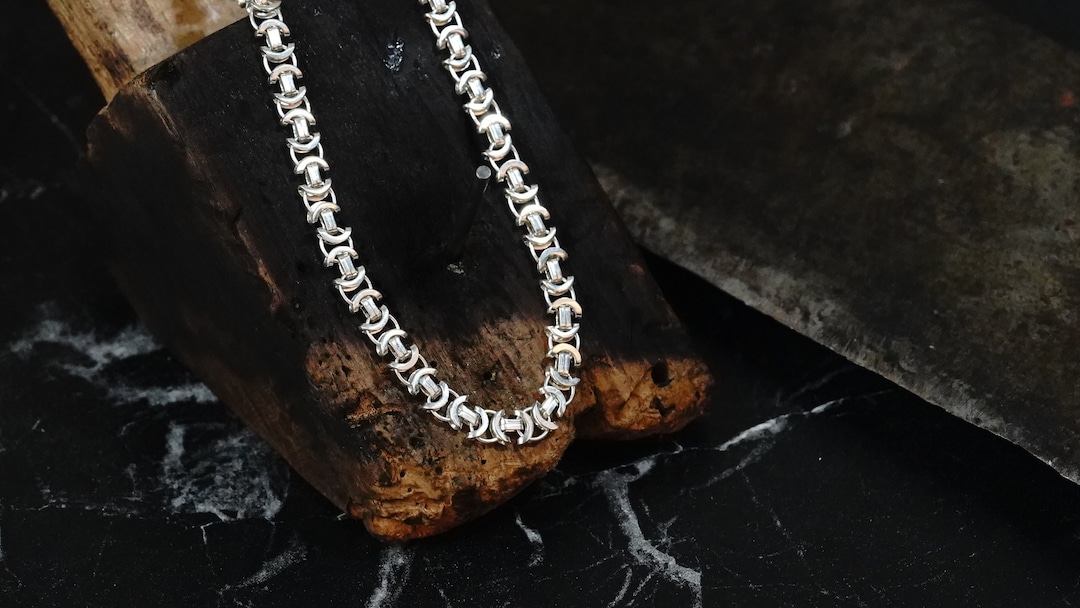 Cool Flat Byzantine Silver Men Chain Necklace in Sterling Silver ...