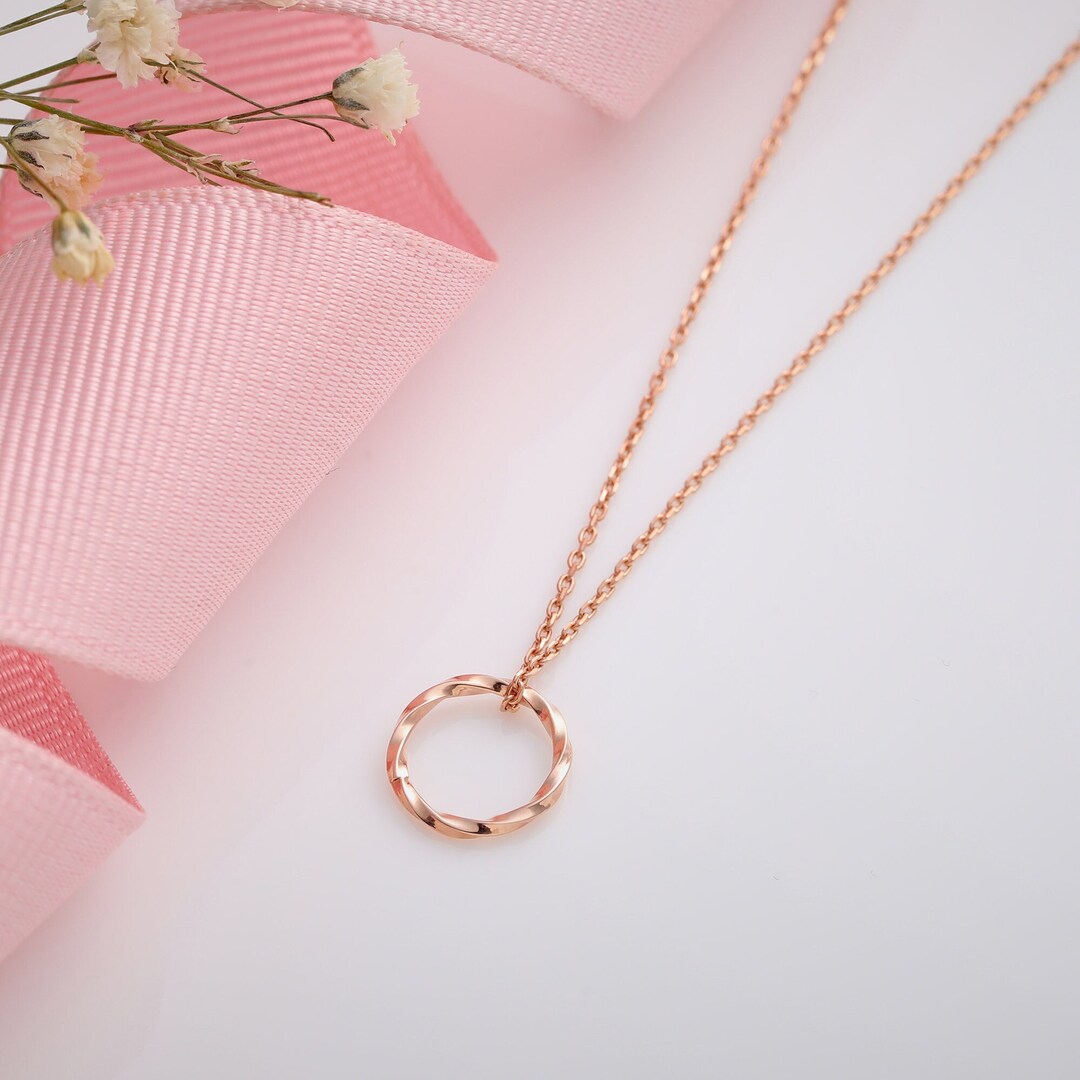 Circle Necklace , Spiral Circle Pendant , 14K Solid Gold Circle ...