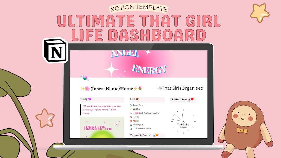 Ultimate That Girl Life Aura Dashboard - Notion Template - Etsy
