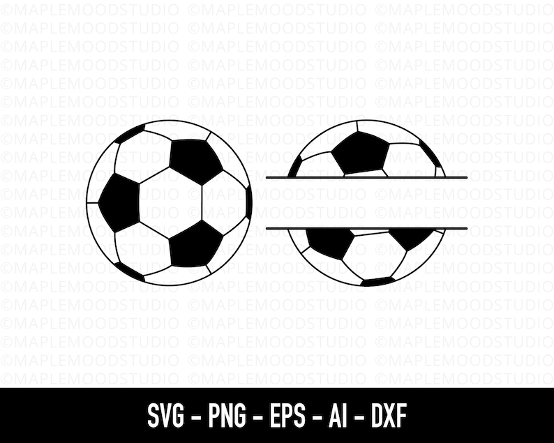 Soccer Ball SVG PNG, Split Soccer Ball SVG, Soccer Ball Clipart, Soccer ...