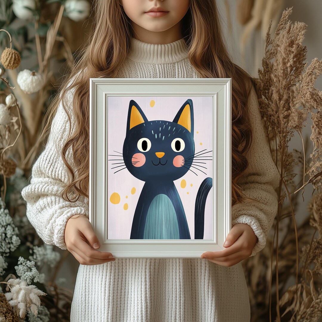 Blue Cat Fun Rolled Posters for Kids Room, Colorful Motivational Decor ...