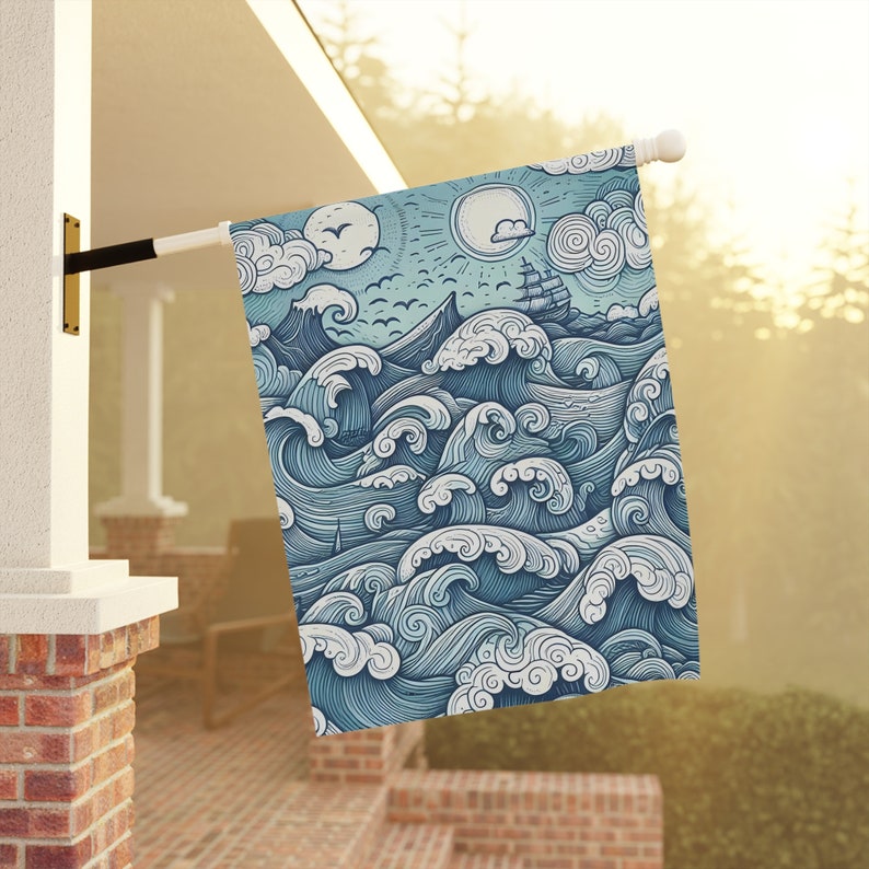 Beach House Flag, Waves Flag, Large Beach Flag, Nautical Flag, Summer ...