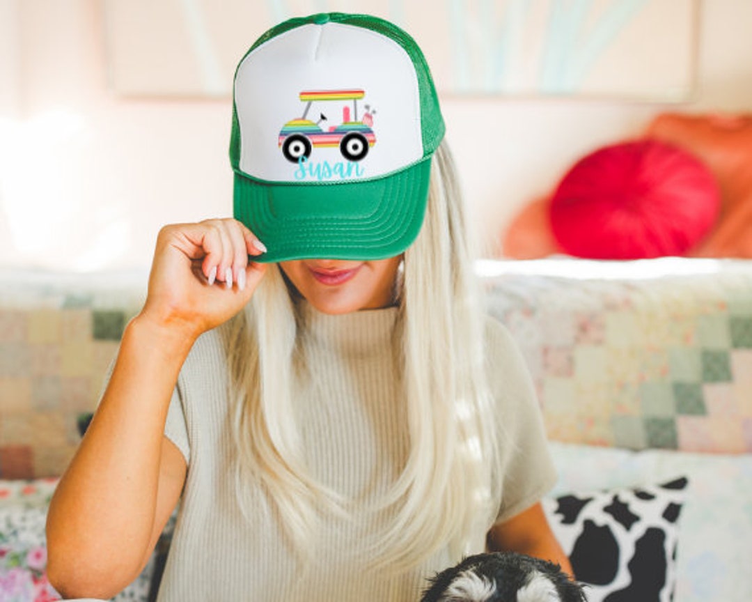 Custom Golf Cart Hat Trucker Hat, Custom Name Trucker Caps, Golf Cart ...