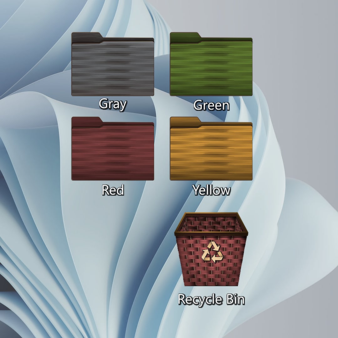 Natural Red Desktop Recycle Bin Icon and Complete Natural Folder Icon ...