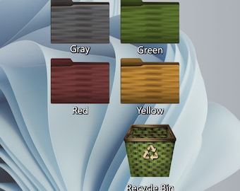 Vintage Green Desktop Recycle Bin Icon and Complete Vintage Folder Icon ...